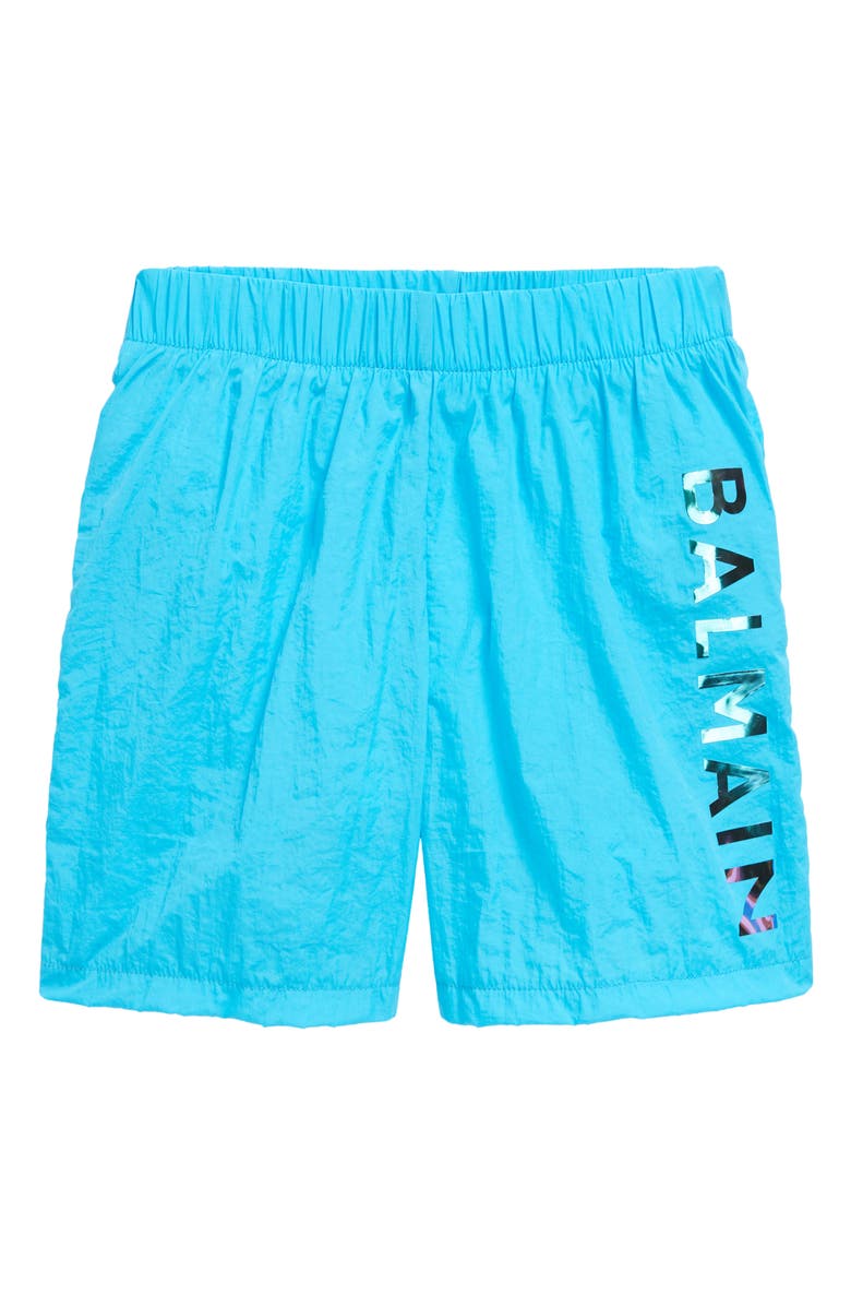 Balmain Kids' Iridescent Logo Swim Trunks | Nordstrom