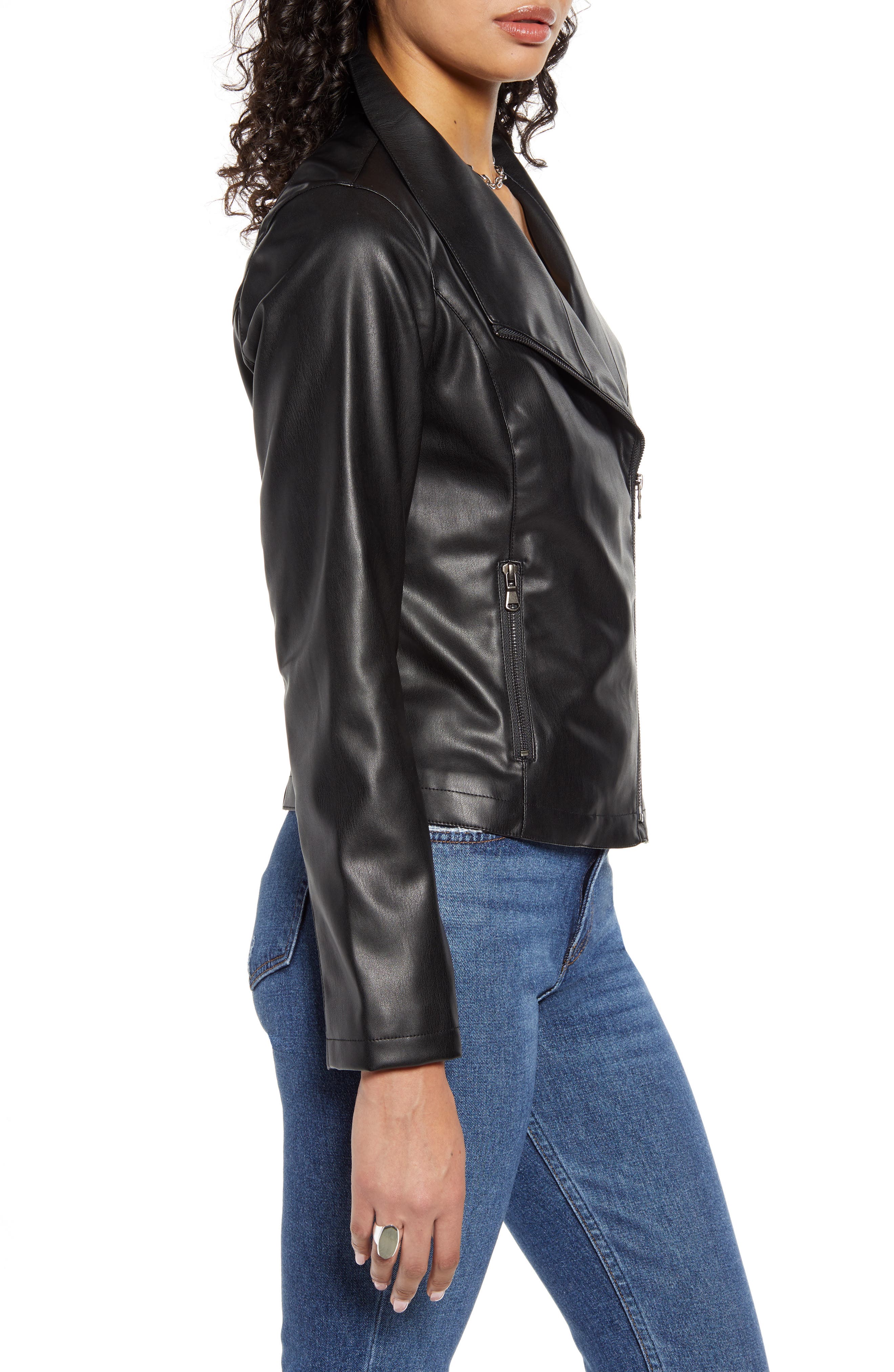 Halogen® Drape Collar Faux Leather Jacket | Nordstrom