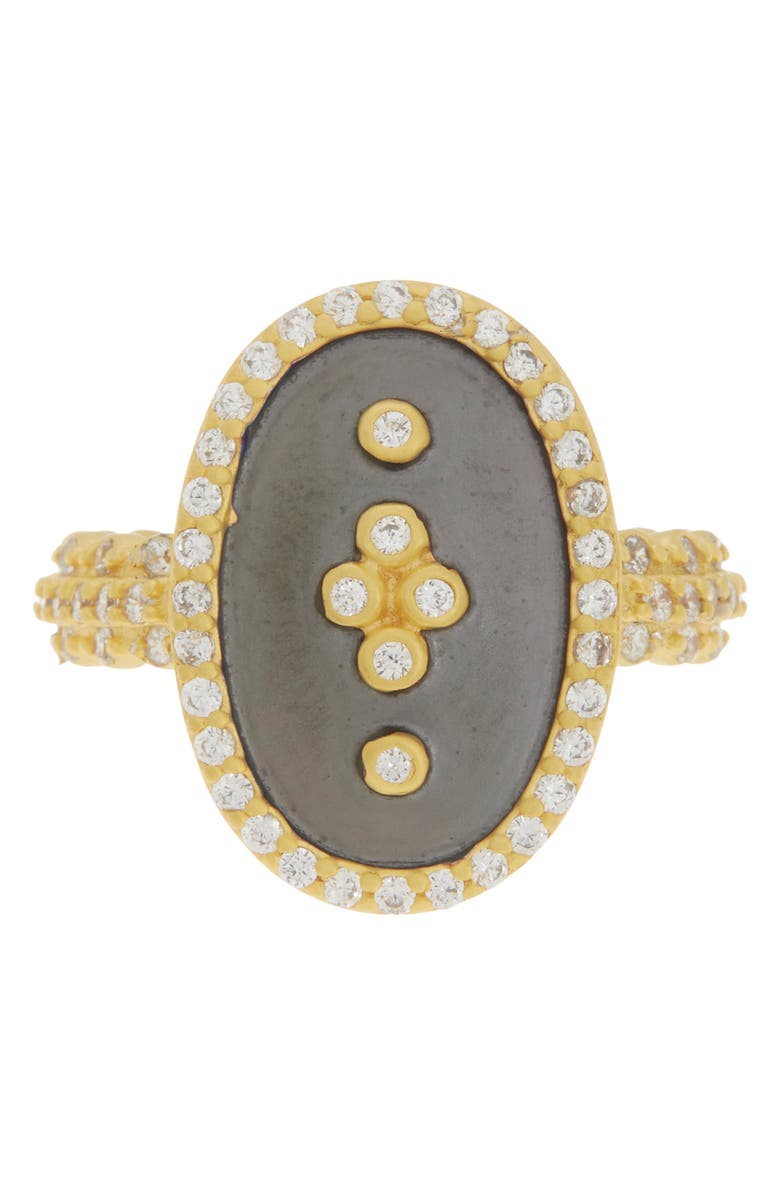 FREIDA ROTHMAN 14K Gold Plated Sterling Silver & CZ Clover Shield Ring ...