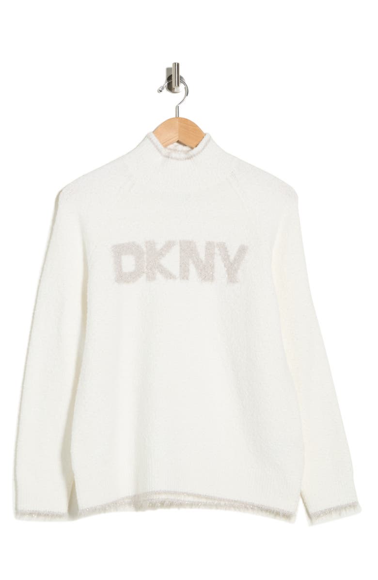 DKNY Jeans Tinsel Logo Mock Neck Sweater | Nordstromrack