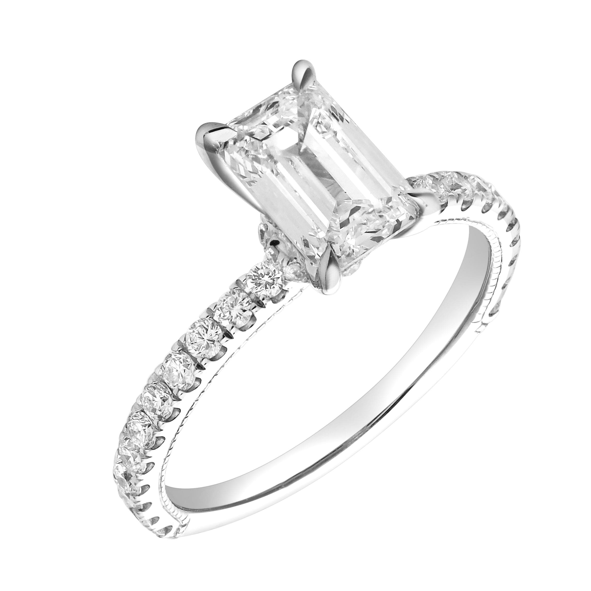 LuvMyJewelry Kiara 14K Gold Emerald Cut Lab Grown Diamond Engagement ...