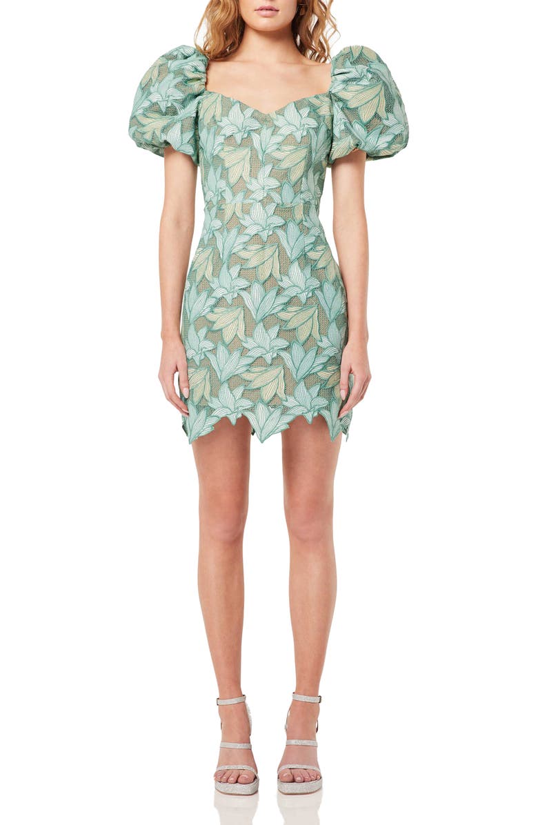 Elliatt Glamour Floral Embroidery Puff Sleeve Minidress | Nordstromrack