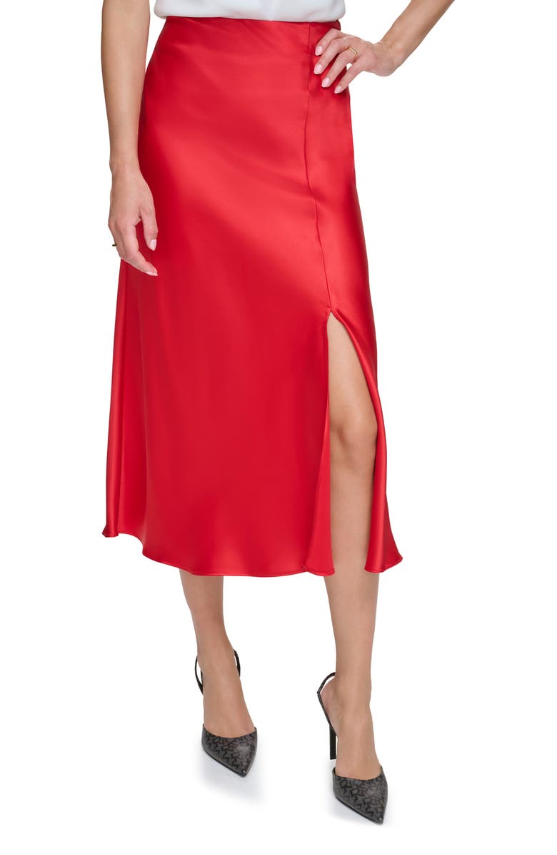 DKNY Satin Side Slit Midi Skirt | Nordstromrack