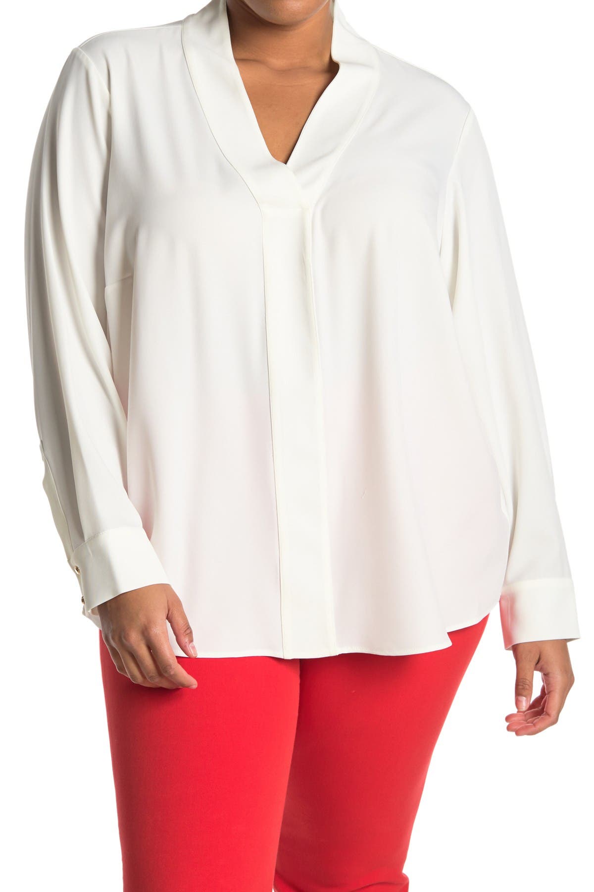 Calvin Klein V-Neck Long Sleeve Blouse | Nordstromrack
