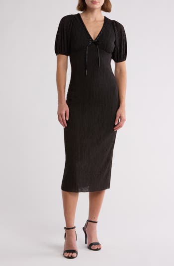 Lush Lace Bow Ribbed Midi Dress | Nordstromrack