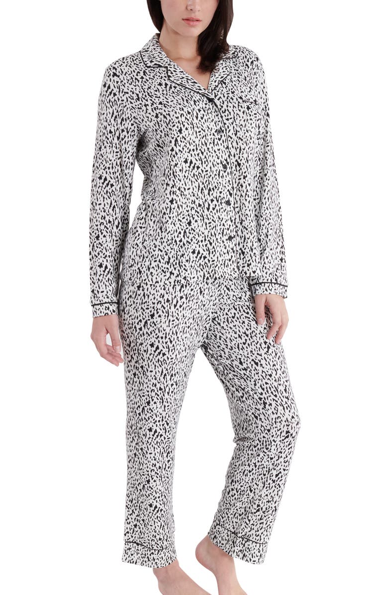Nicole Miller Animal Print Long Sleeve Top & Pants Pajama Set ...