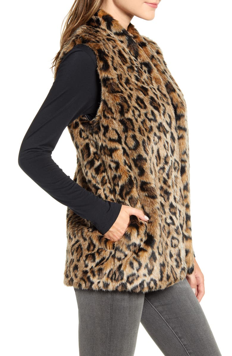 Velvet by Graham & Spencer Leopard Faux Fur Long Vest | Nordstromrack