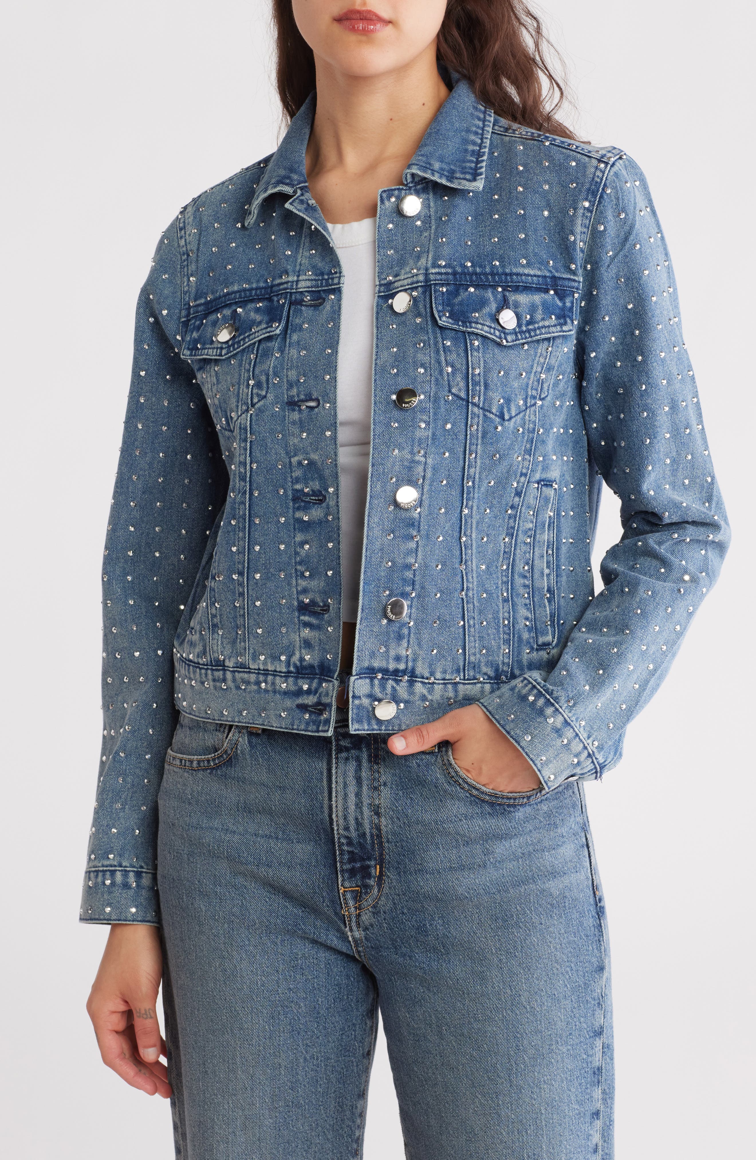 Vigoss Crystal Embellished Denim Jacket | Nordstromrack