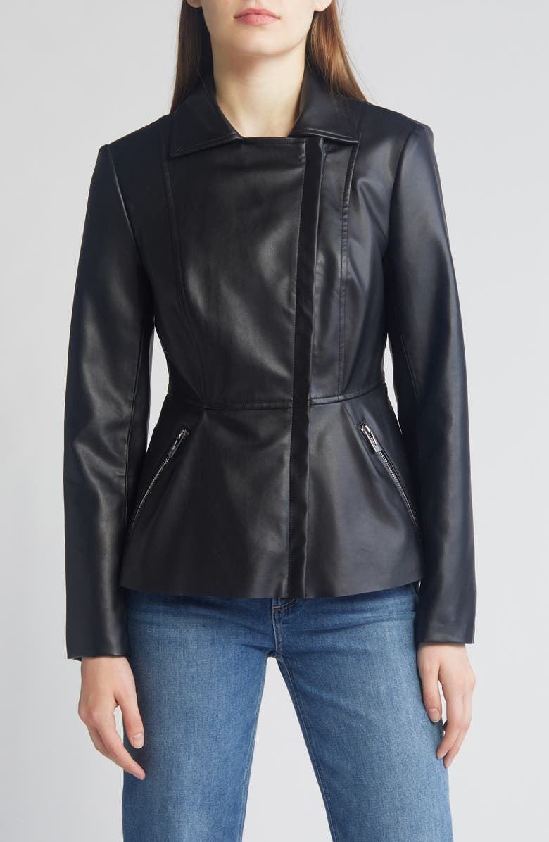 Via Spiga Peplum Faux Leather Jacket | Nordstromrack