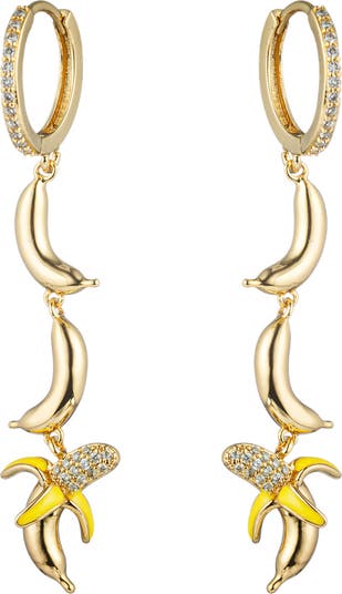 EYE CANDY LOS ANGELES Shirin Banana Cubic Zirconia Linear Drop Earrings ...