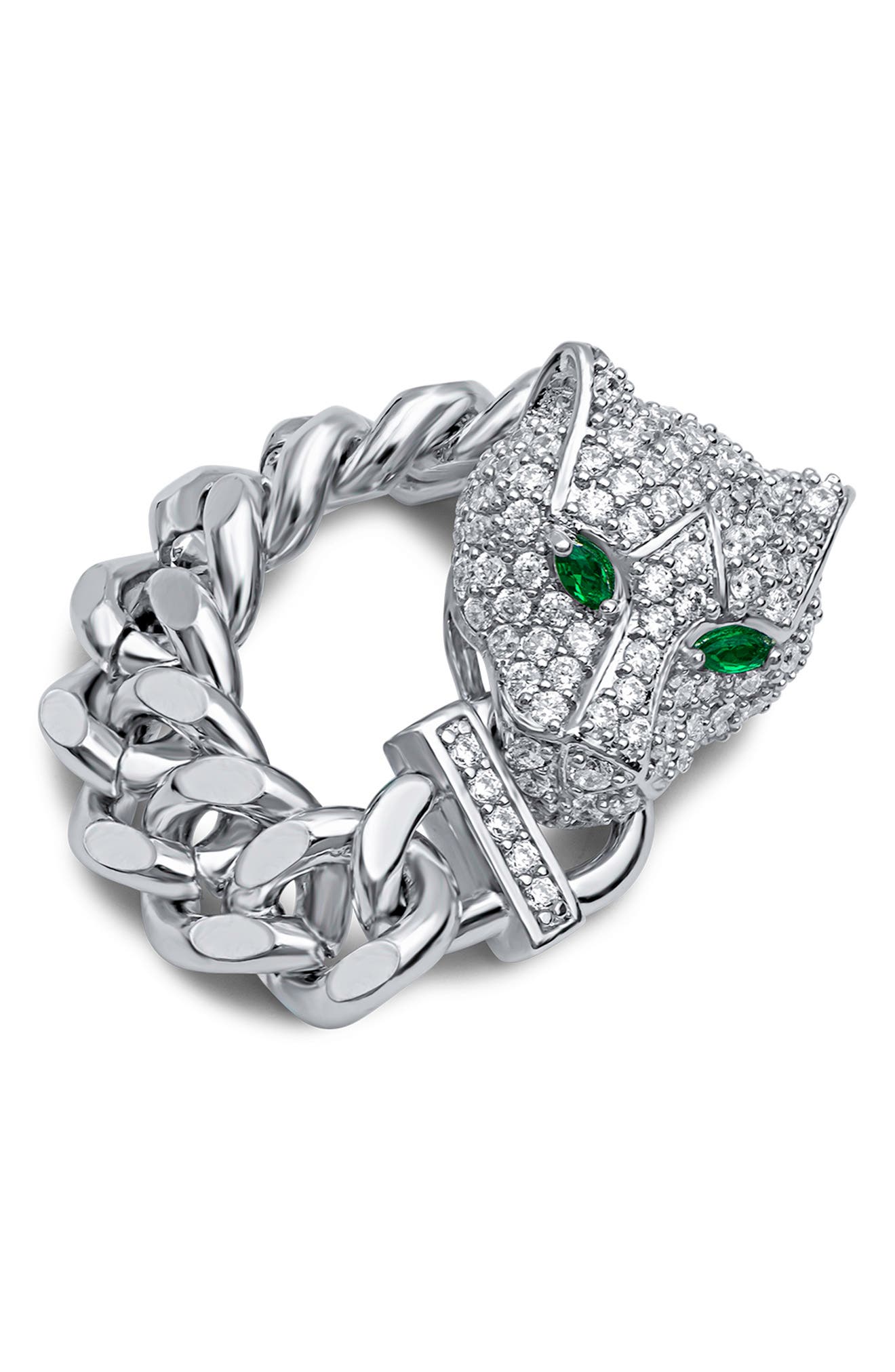 CZ by Kenneth Jay Lane Pave CZ Panther Head Chain Ring | Nordstromrack