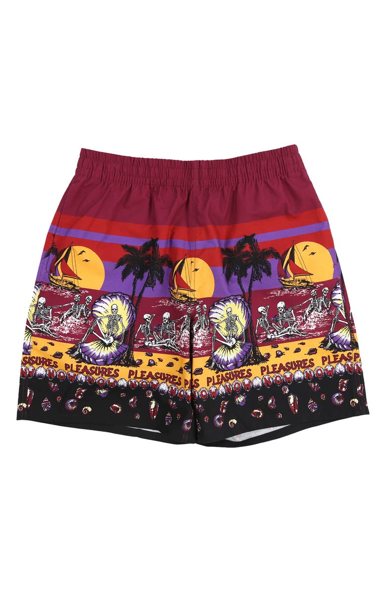 PLEASURES Beach Print Elastic Waist Shorts | Nordstromrack
