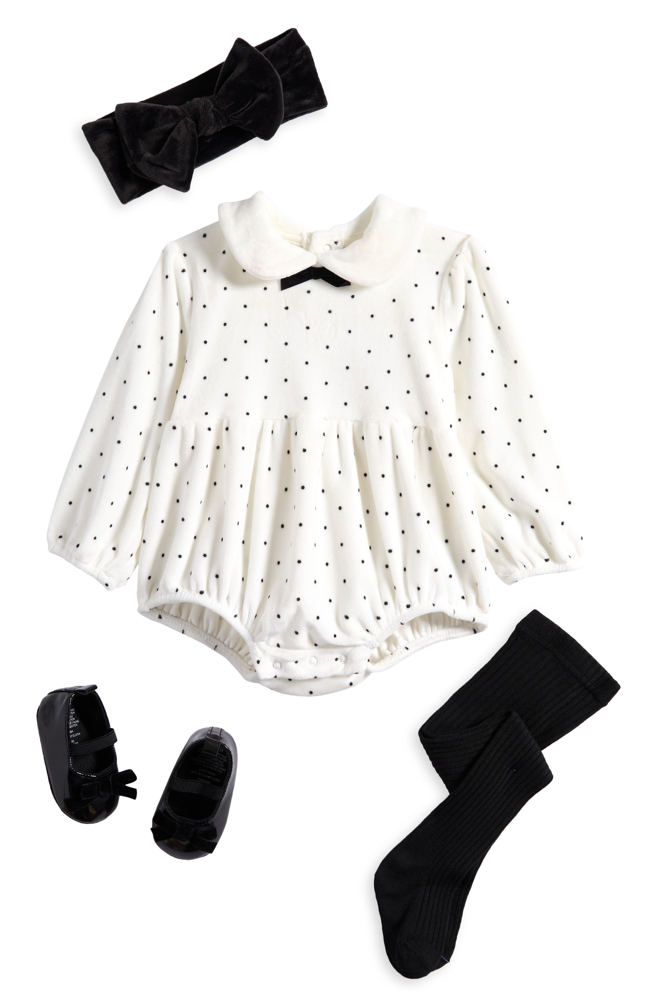 Rachel Zoe Velour Romper, Socks, Booties & Headband Set | Nordstromrack
