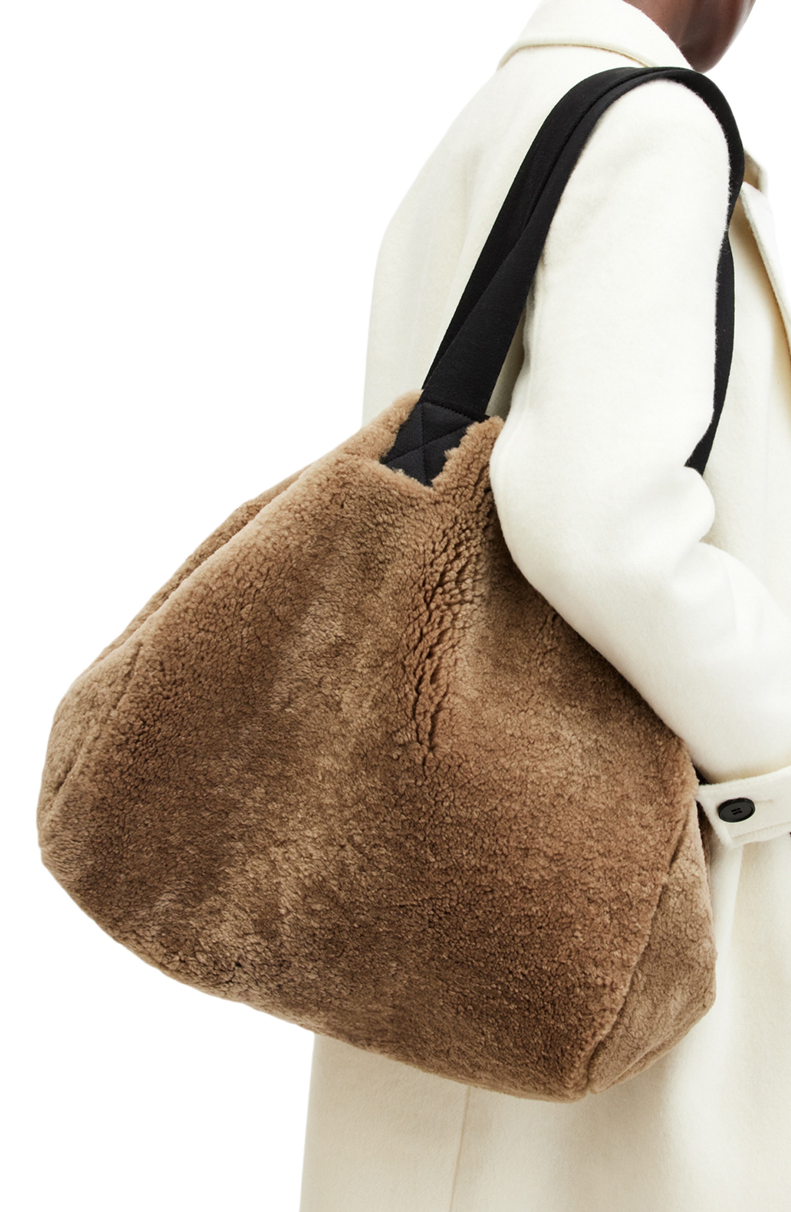 AllSaints Izzy Reversible Shearling Tote | Nordstrom