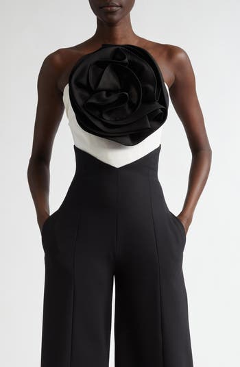 Carolina Herrera Rosette Strapless Silk Top | Nordstrom