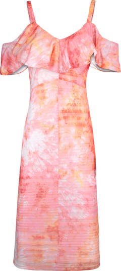RACHEL Rachel Roy Marcella Tie Dye Cold Shoulder Rib Dress | Nordstrom