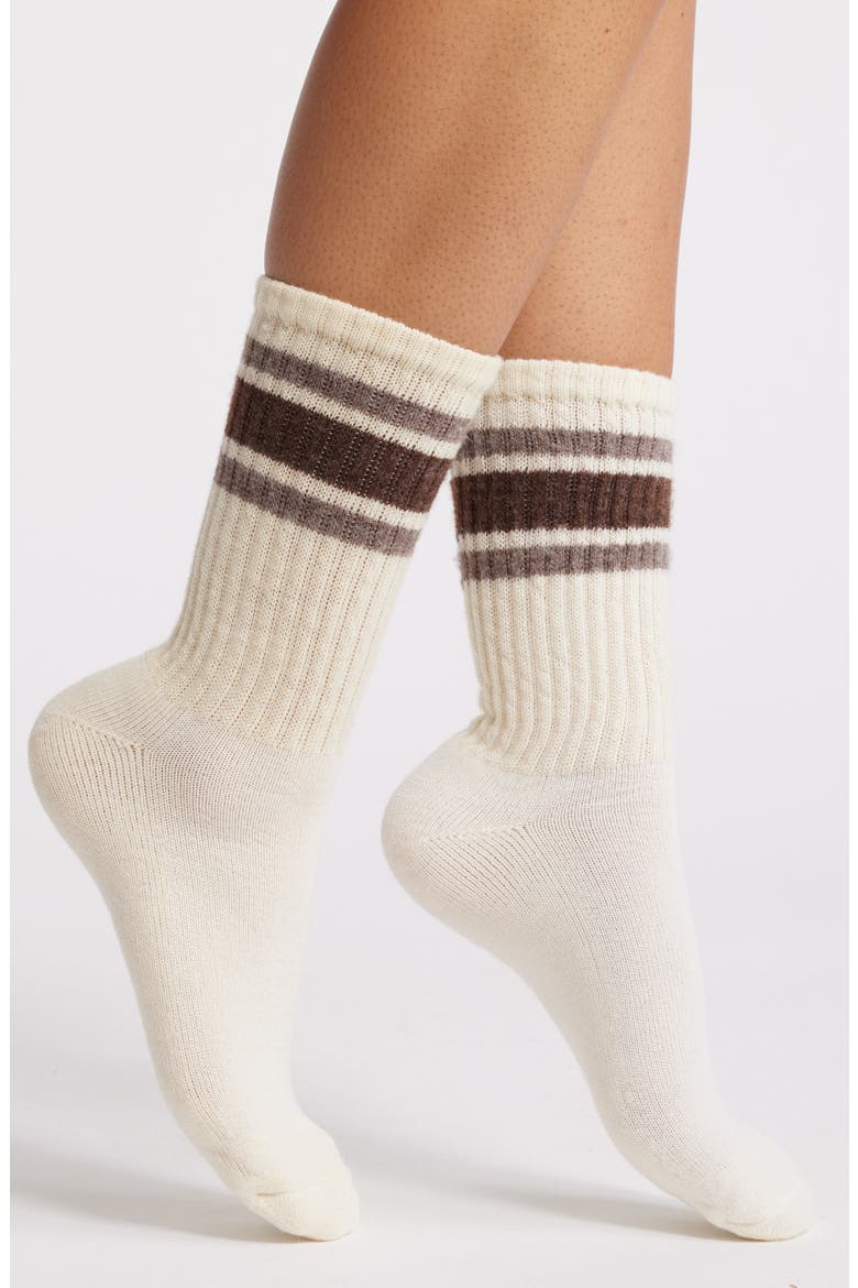The Retro Stripe Merino Wool Blend Quarter Crew Socks (Women ...