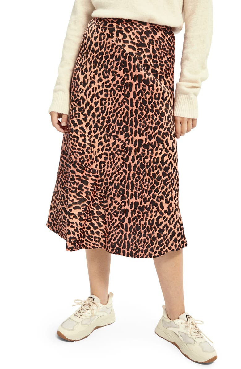 Scotch & Soda Leopard Print Satin Bias Skirt | Nordstromrack