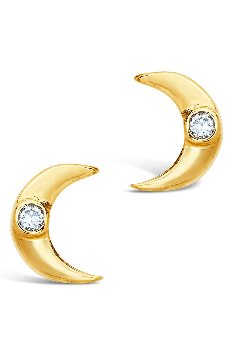 STERLING FOREVER FINE 14K Gold Moon Stud Earrings with Diamond Stud - 0 ...