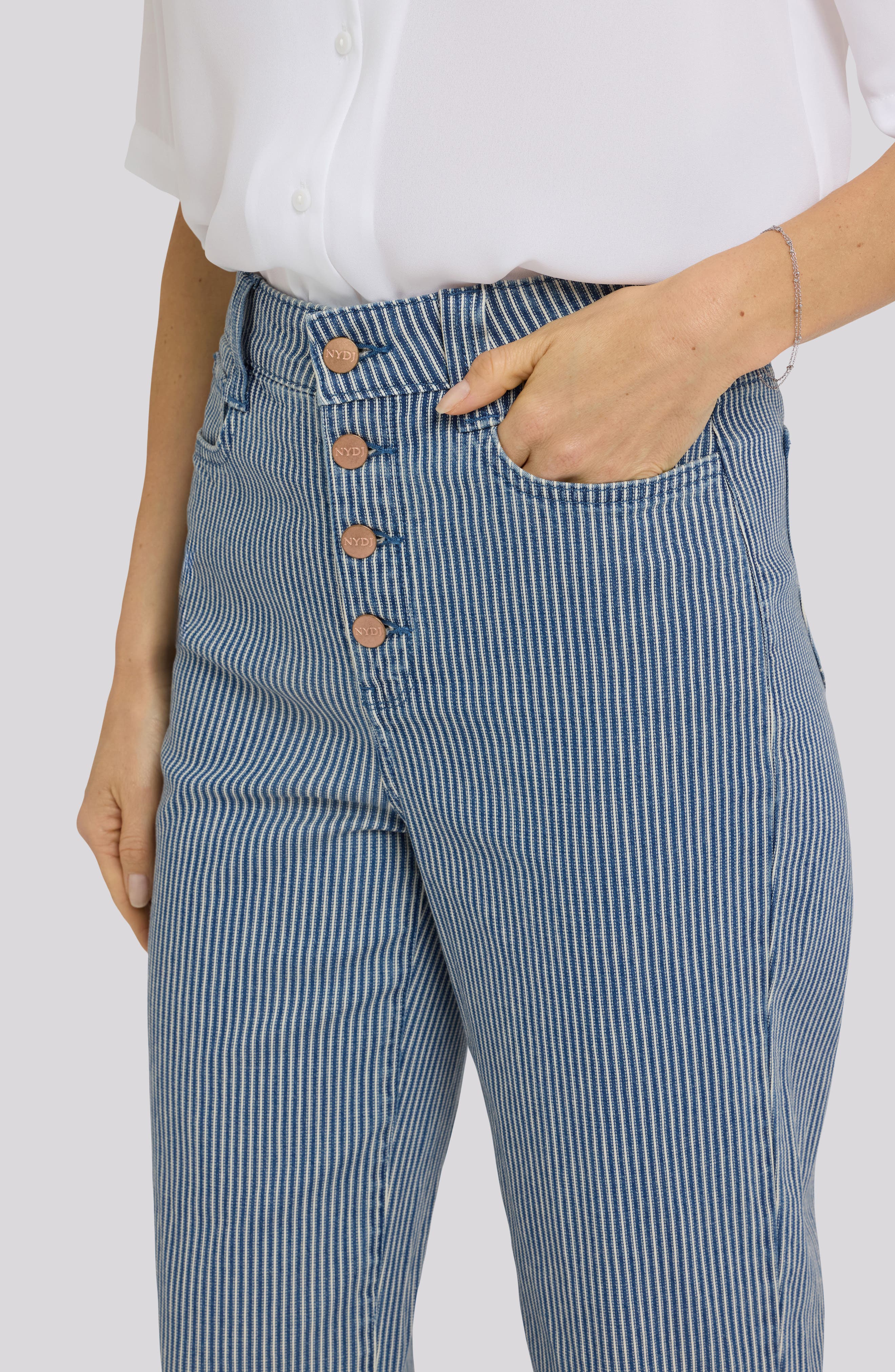 Kasey Stripe Exposed Button Ankle Stovepipe Jeans (Women) | Nordstrom