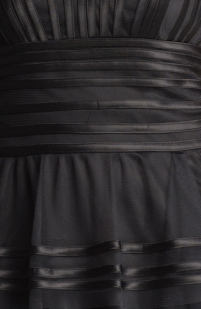 Tadashi Shoji Satin Stripe Mesh Peplum Top | Nordstrom