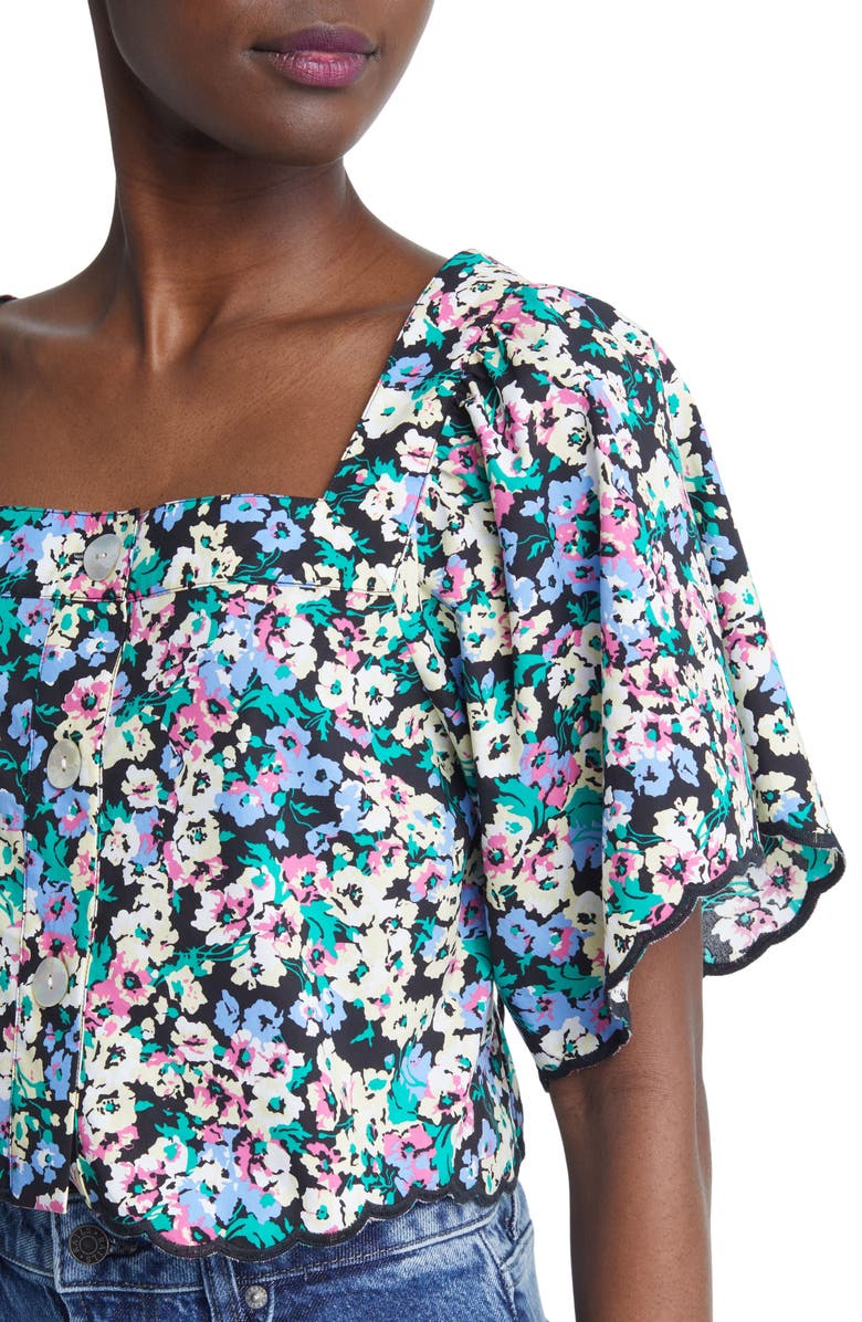 Rails Kit Floral Square Neck Crop Blouse | Nordstromrack