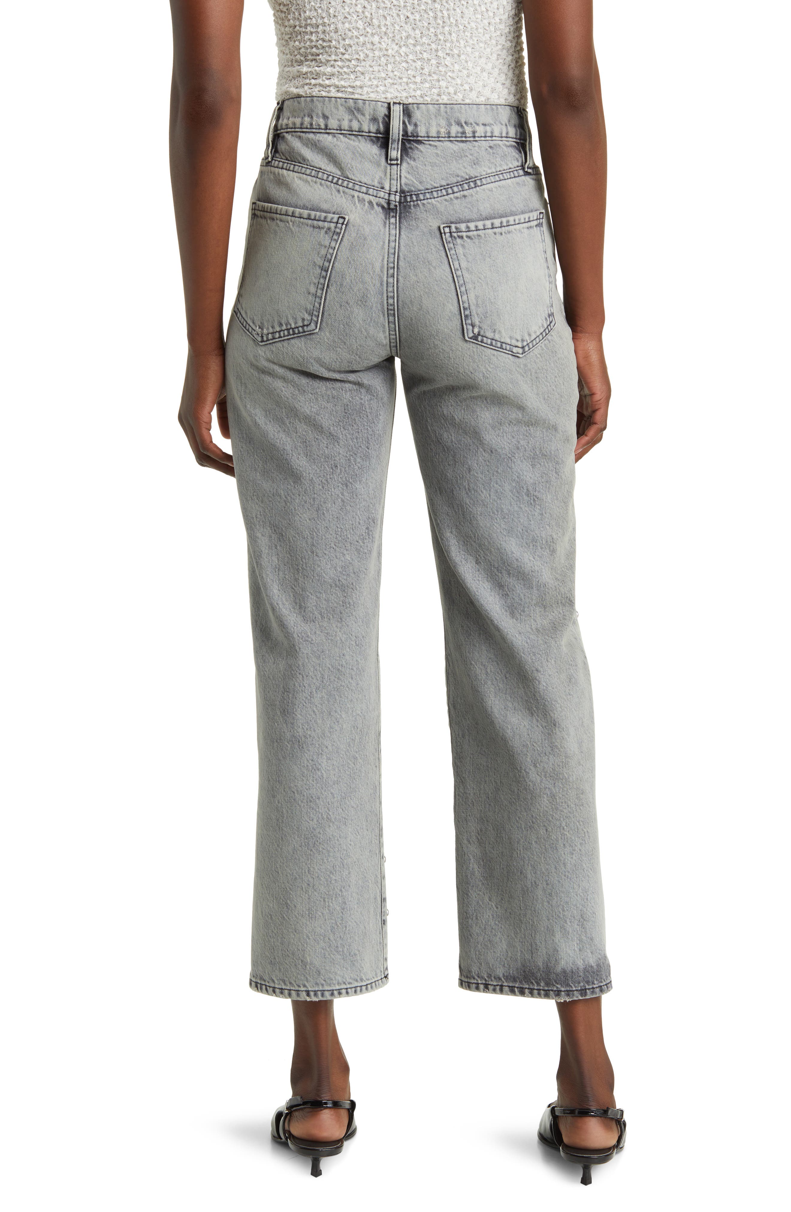 FRAME Le Jane Studded Crop Straight Leg Jeans | Nordstromrack