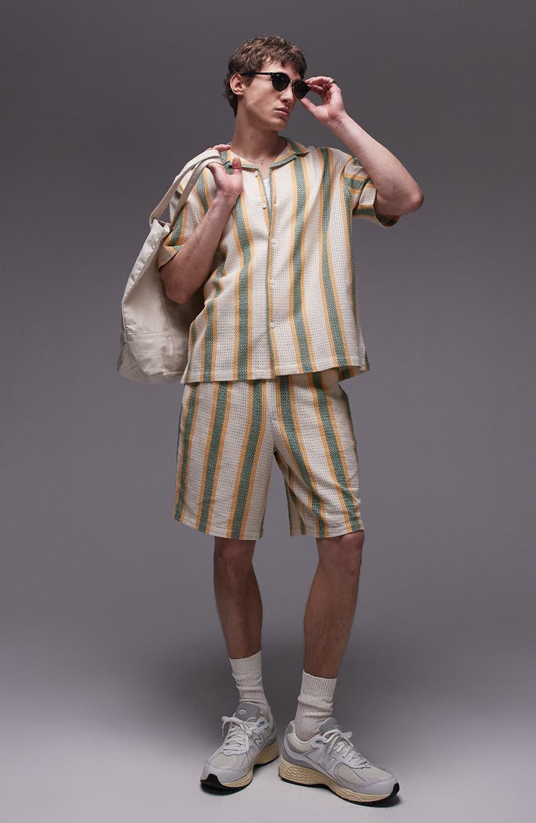 Topman Stripe Open Stitch Camp Shirt | Nordstromrack