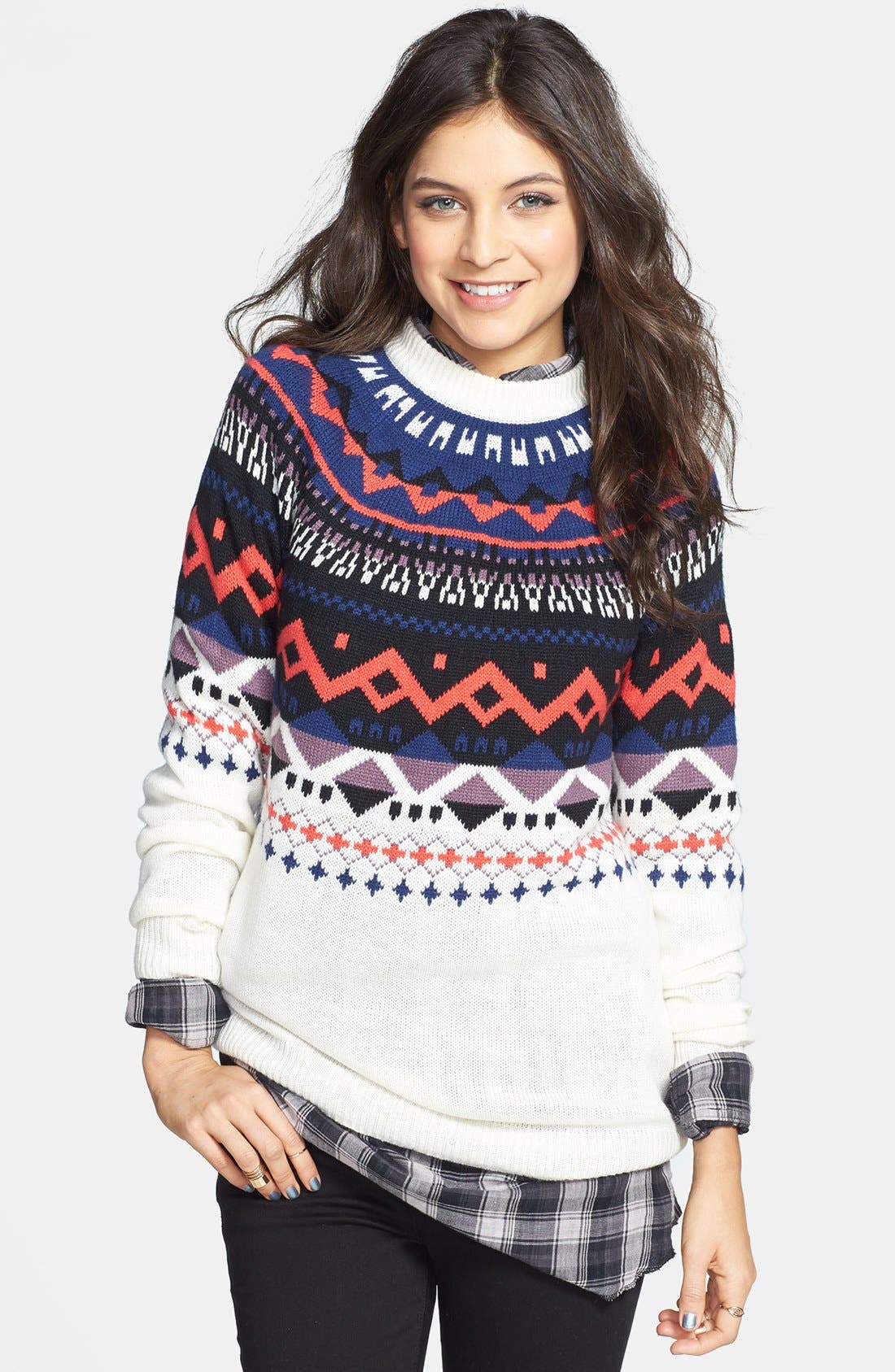 BP. Back Zip Fair Isle Cardigan | Nordstrom