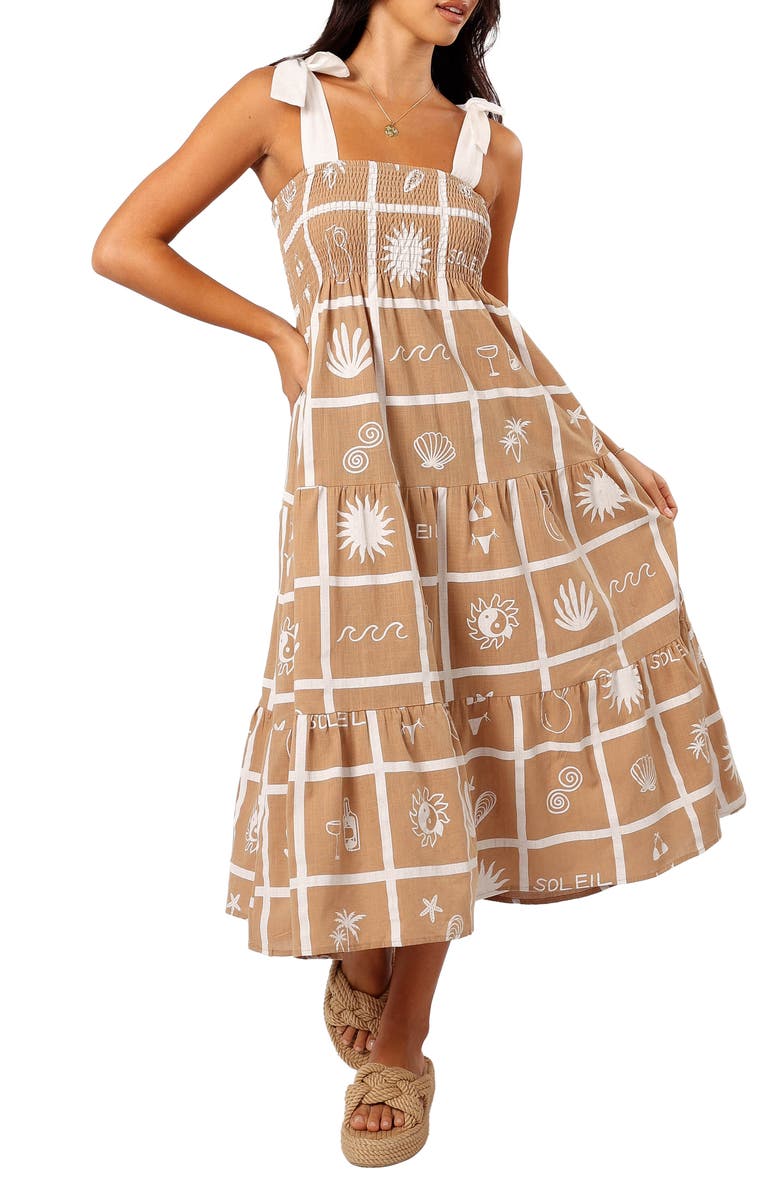 Petal & Pup Sarelle Smocked Tie Strap Midi Sundress | Nordstrom