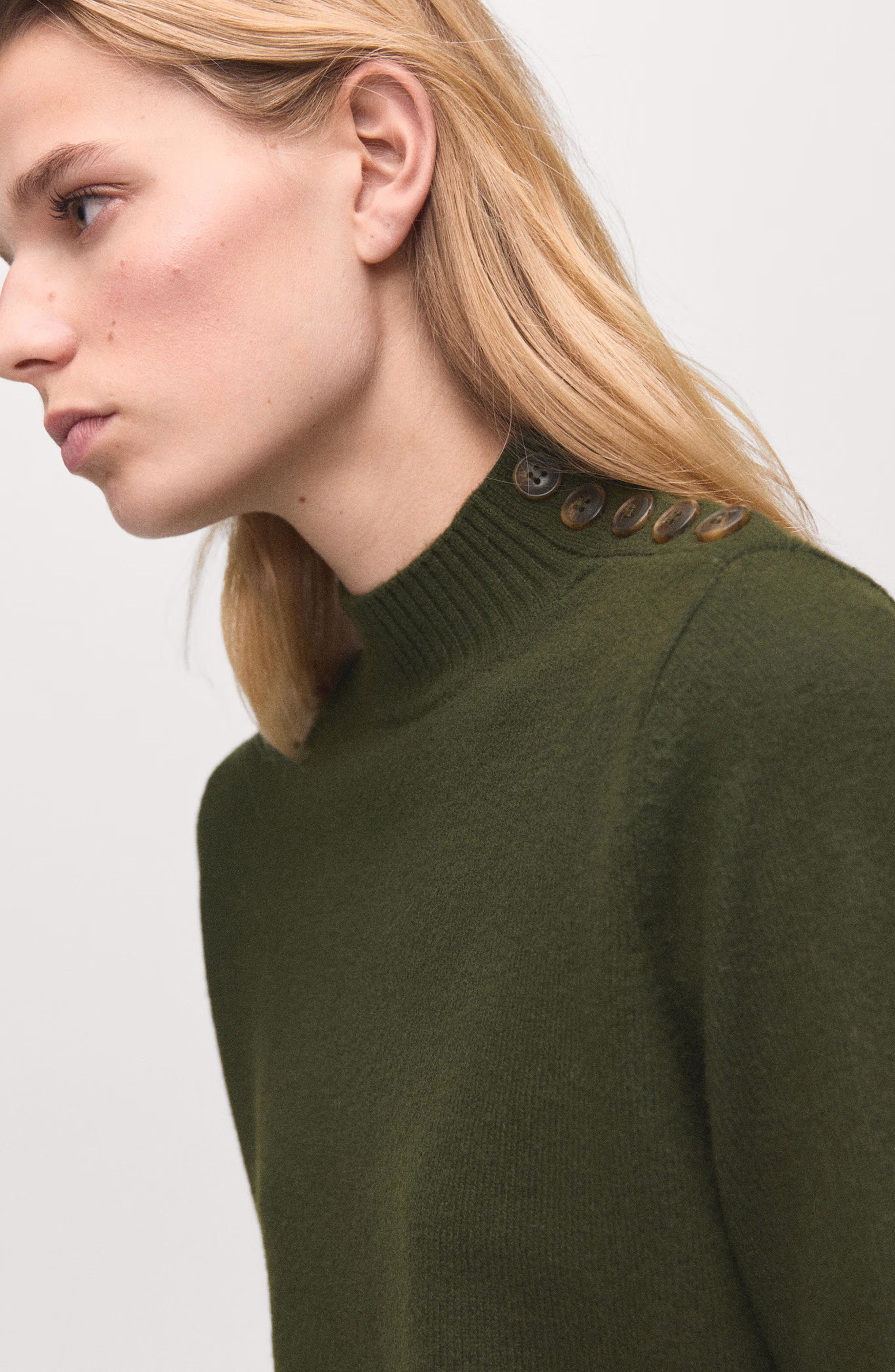 MANGO Shoulder Button Mock Neck Sweater | Nordstrom