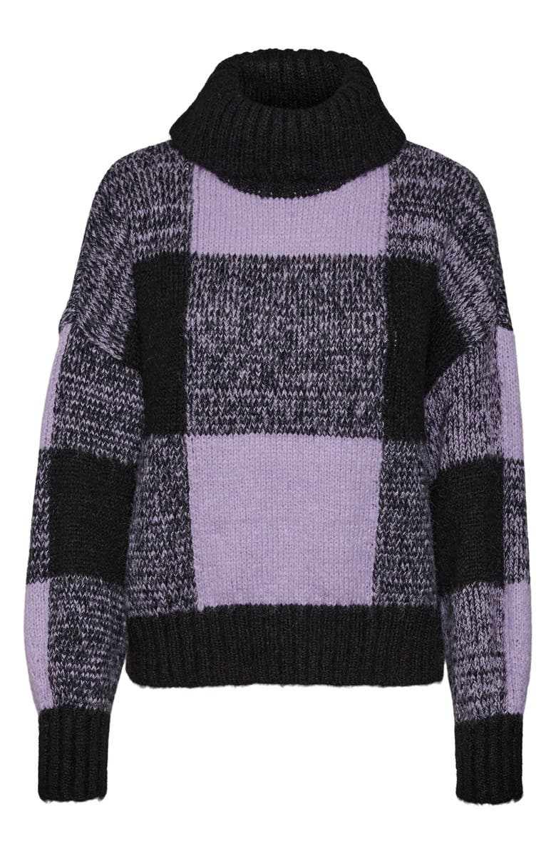 VERO MODA Crystal Buffalo Check Cowl Neck Sweater | Nordstromrack