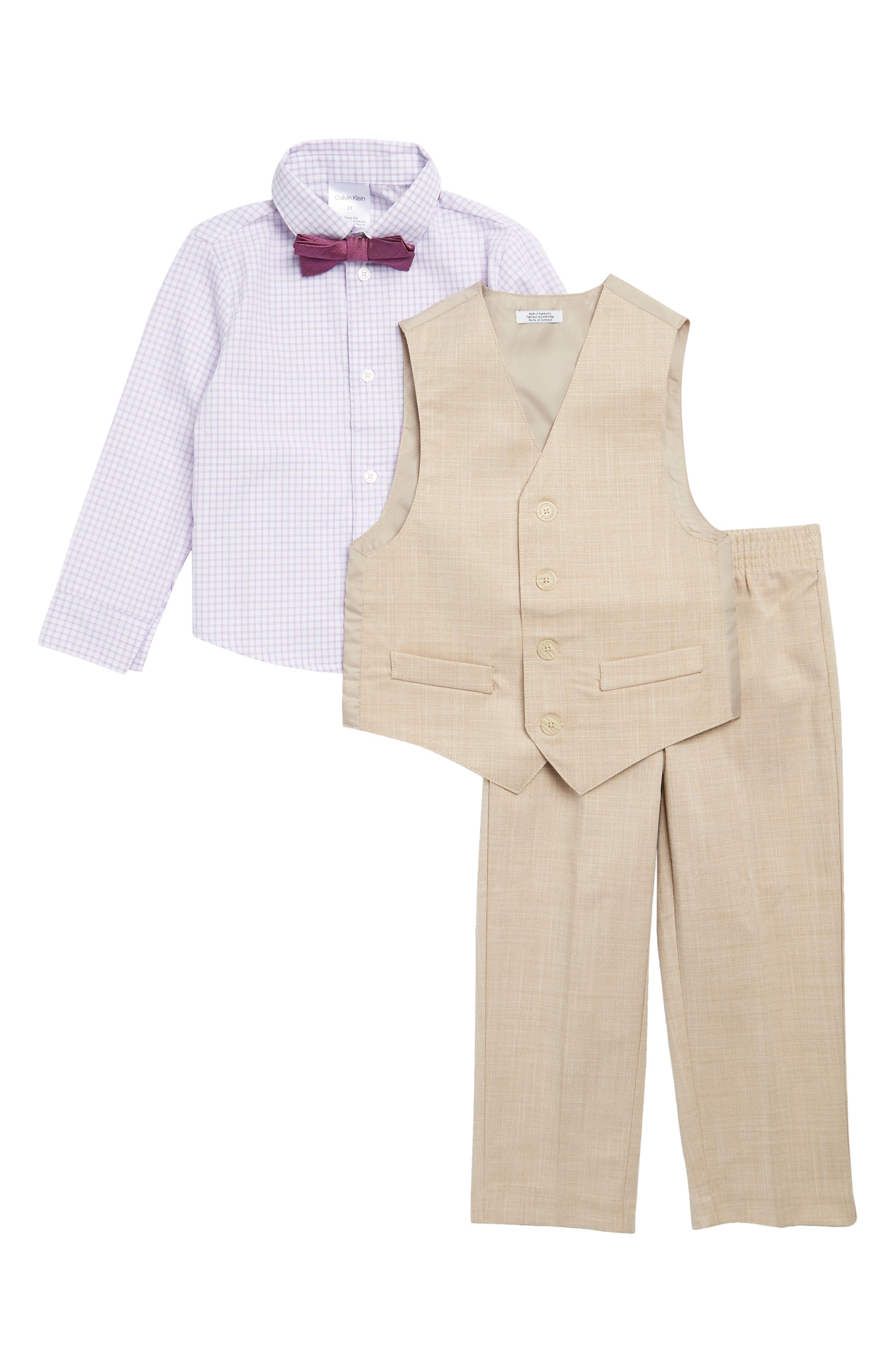 Calvin Klein Kids' Khaki Sharkskin Print Vest Set | Nordstromrack