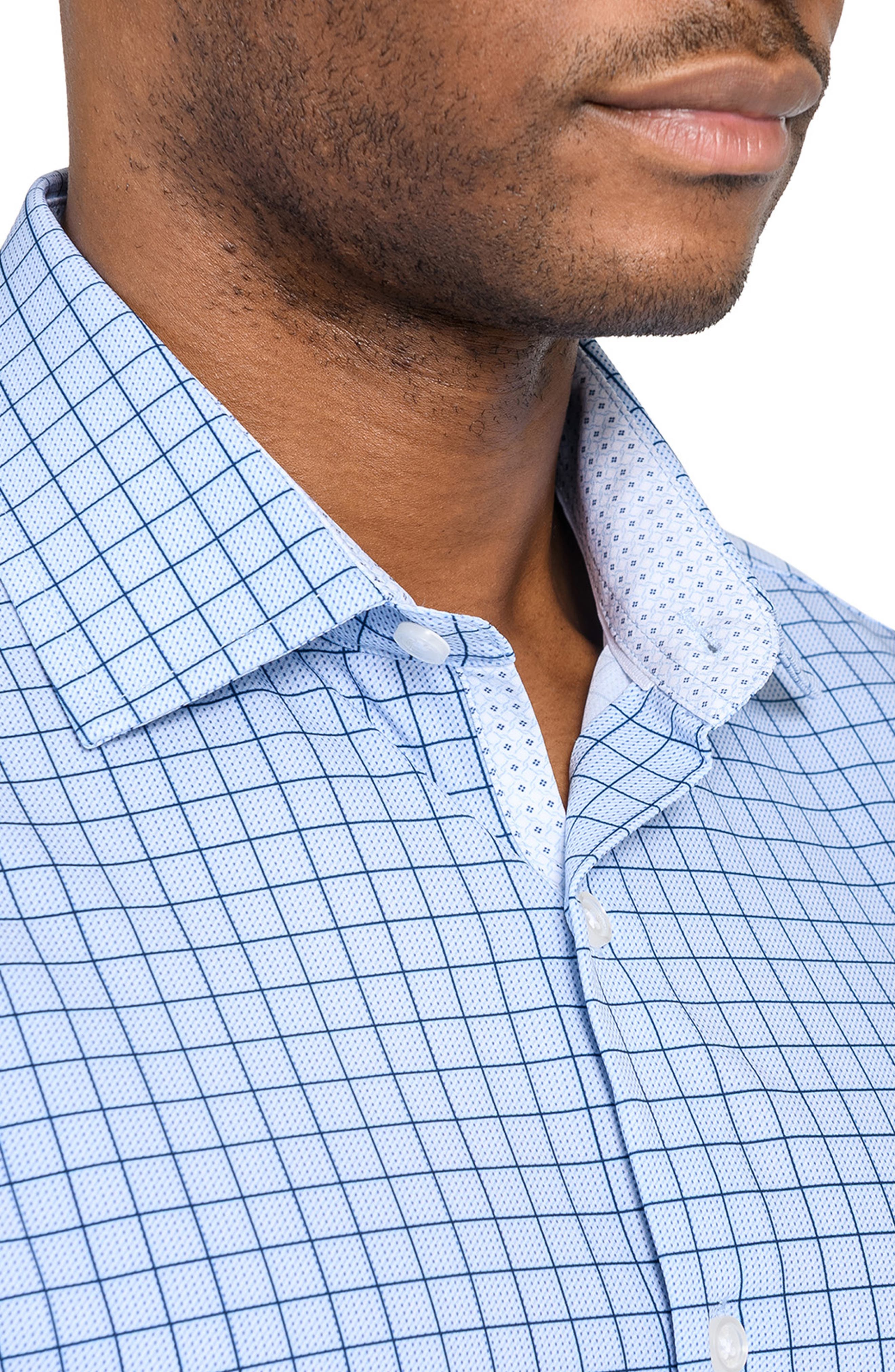 W.R.K Slim Fit Light Blue Check Performance Dress Shirt | Nordstrom