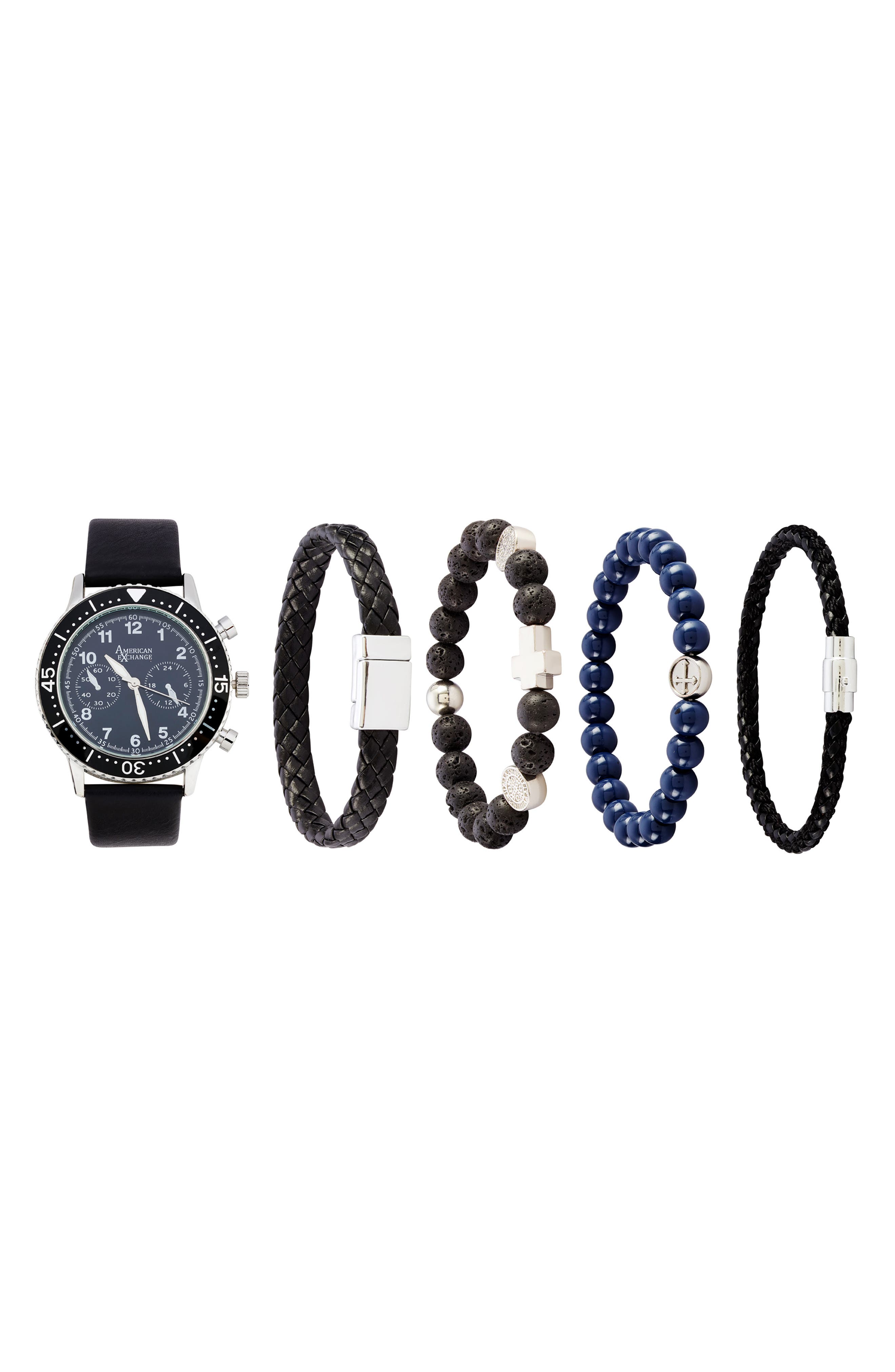 AMERICAN EXCHANGE Three Hand Quartz Watch & Bracelet Set | Nordstromrack