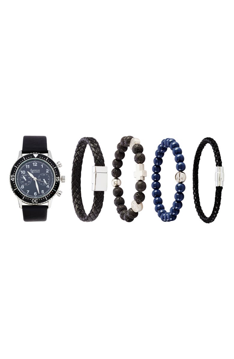 AMERICAN EXCHANGE Three Hand Quartz Watch & Bracelet Set | Nordstromrack
