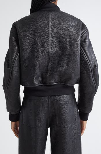 Alexander Wang Primal Lambskin Leather Crop Bomber Jacket Alexander Wang Primal Lambskin Leather Crop Bomber Jacket