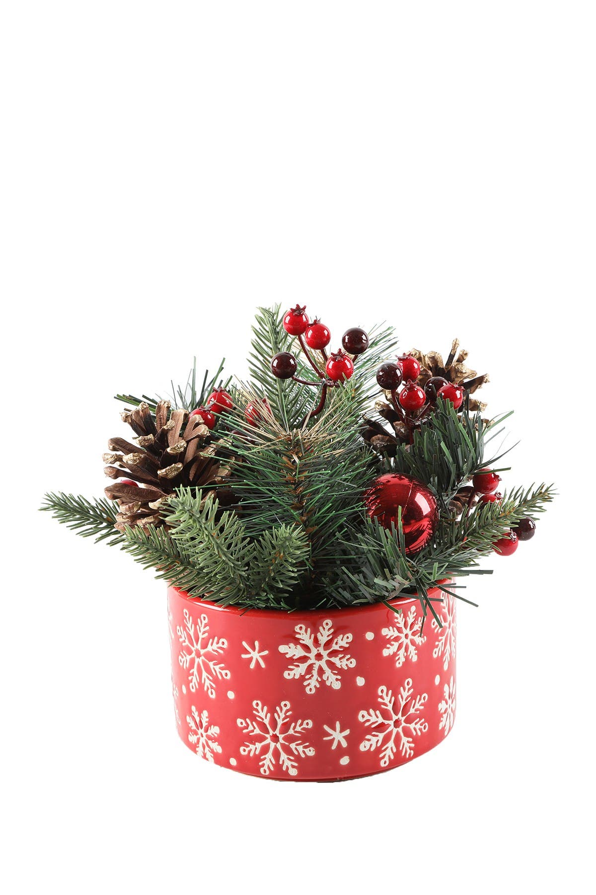 FLORA BUNDA Xmas Mix in 5" Red Snowflakes Ceramic Pot | Nordstromrack