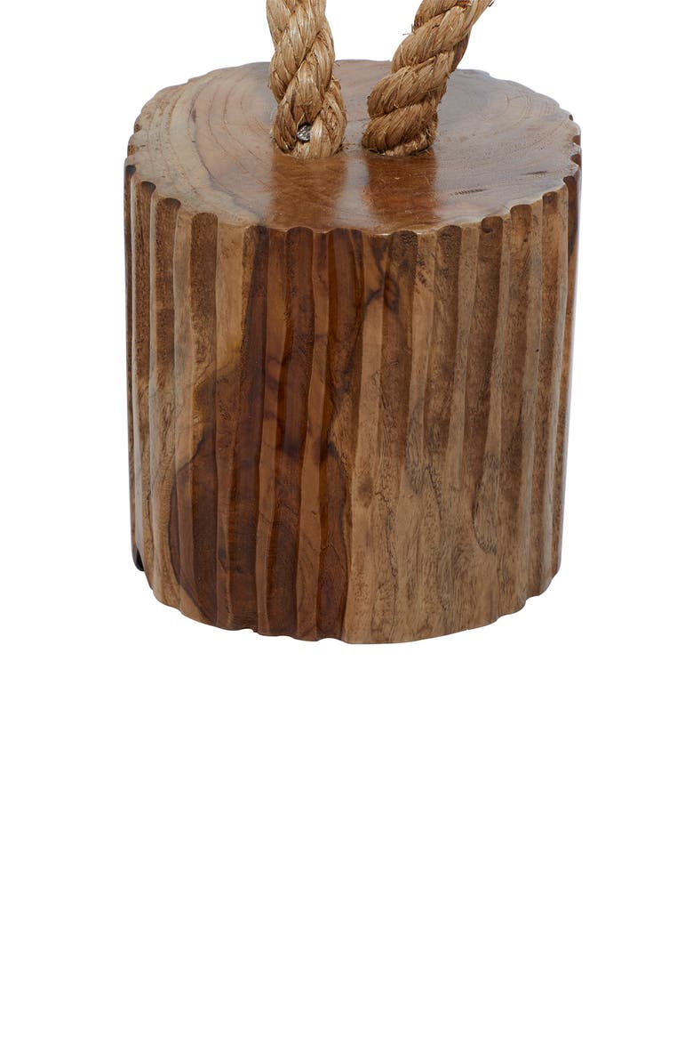 WILLOW ROW Brown Teakwood Handmade Door Stopper Geometric Sculpture ...
