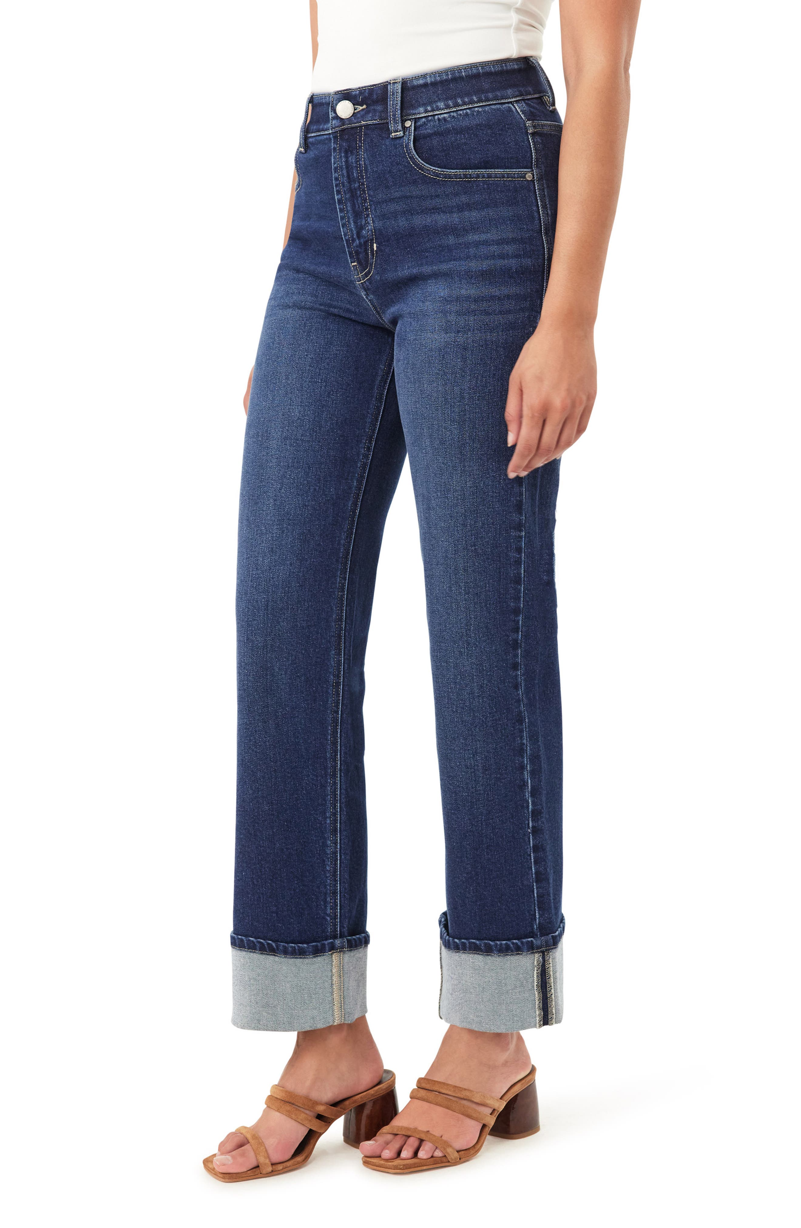 CURVE APPEAL The Polished Casual Cuffed Straight Leg Jeans | Nordstromrack
