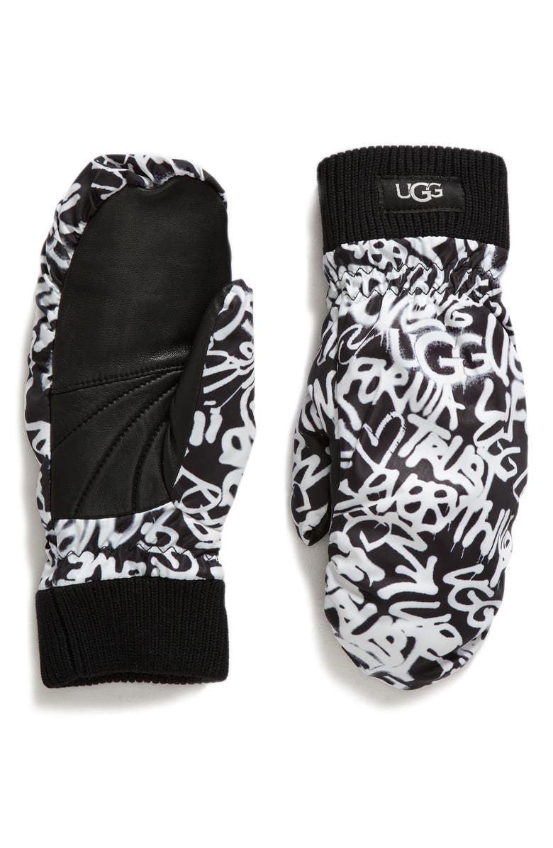 UGG® Grafitti All Weather Leather Palm Mittens | Nordstromrack