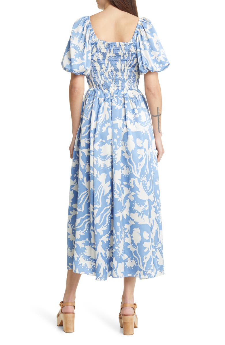MOON RIVER Abstract Print Smocked Bodice Dress | Nordstromrack