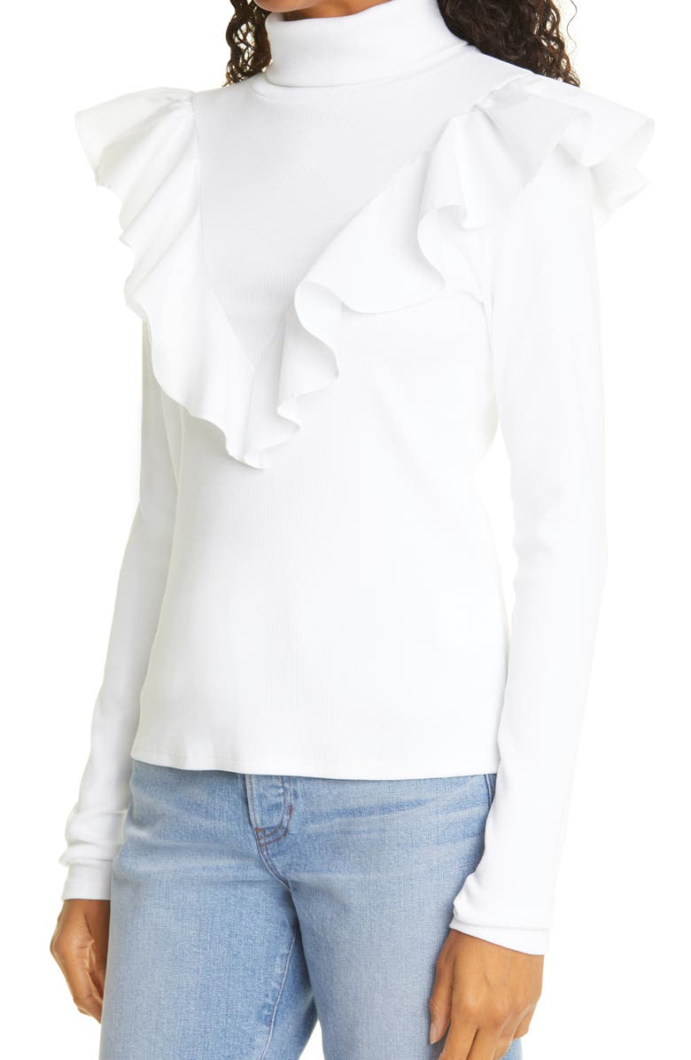 Veronica Beard Avalon Rib Knit Ruffle Top | Nordstromrack