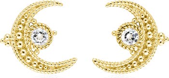 Judith Ripka Little Jewels 14K Yellow Gold Plated White Topaz Crescent ...