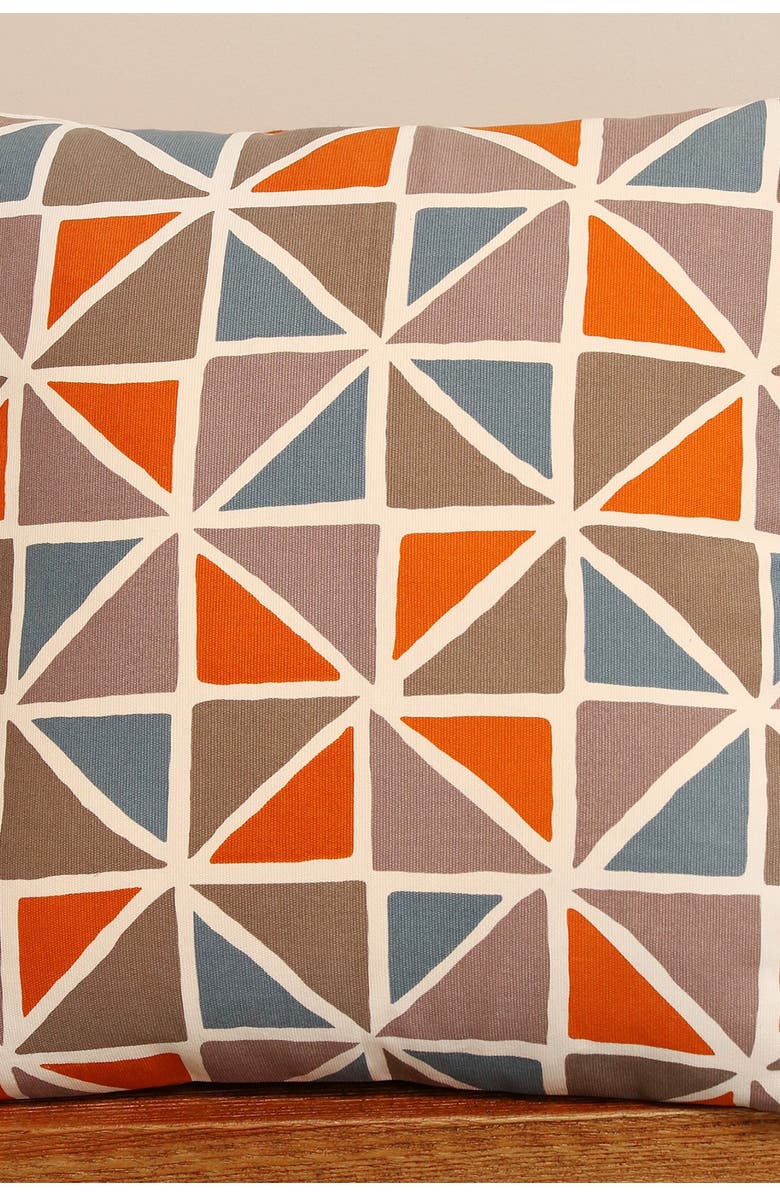STRATTON HOME DECOR Orange and Blue Geometric 18" Square Pillow ...