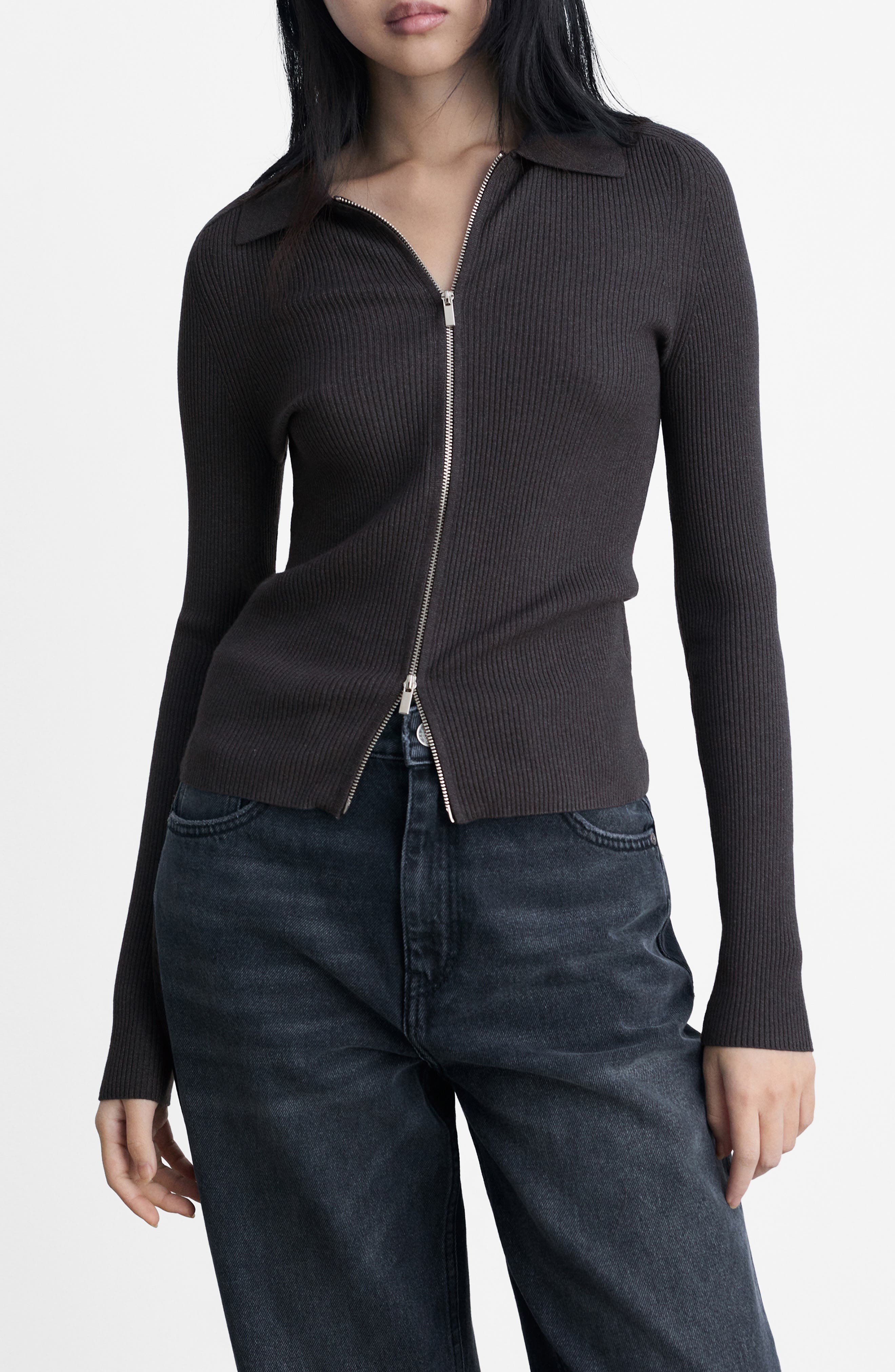 MANGO Zip Cardigan Sweater | Nordstrom