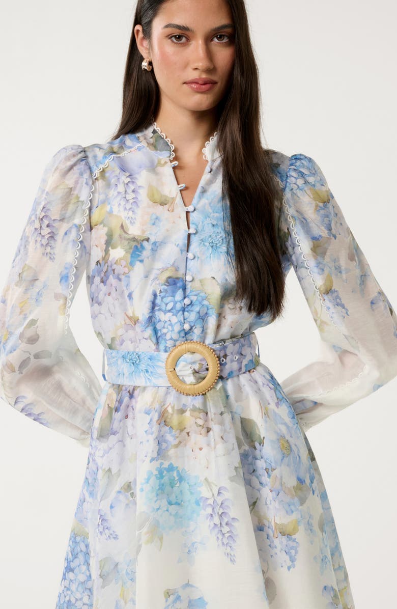 Ever New Vienna Lace Trim Belted Long Sleeve Shirtdress | Nordstrom