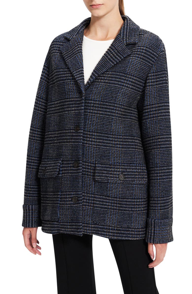 Theory Plaid Stretch Wool & Cotton Shirt Jacket | Nordstromrack