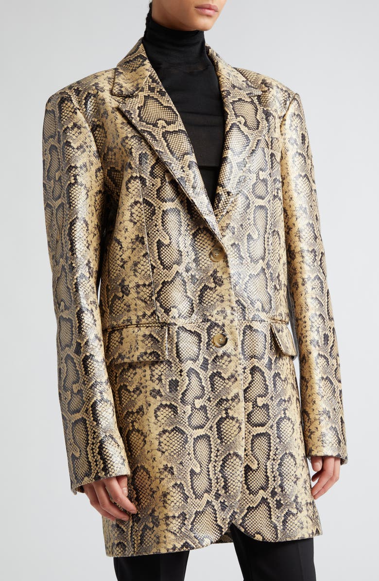 SPORTMAX Python Print Calfskin Leather Blazer | Nordstrom