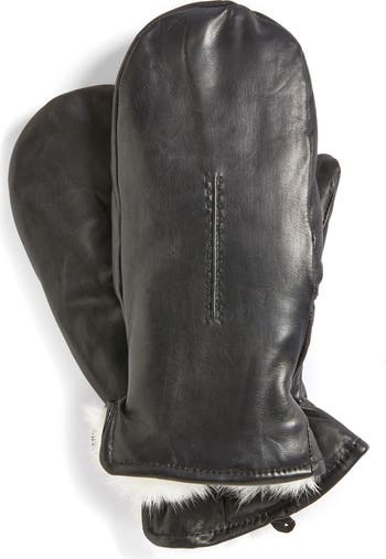 Fownes Brothers Genuine Rabbit Fur Lined Leather Mittens | Nordstrom